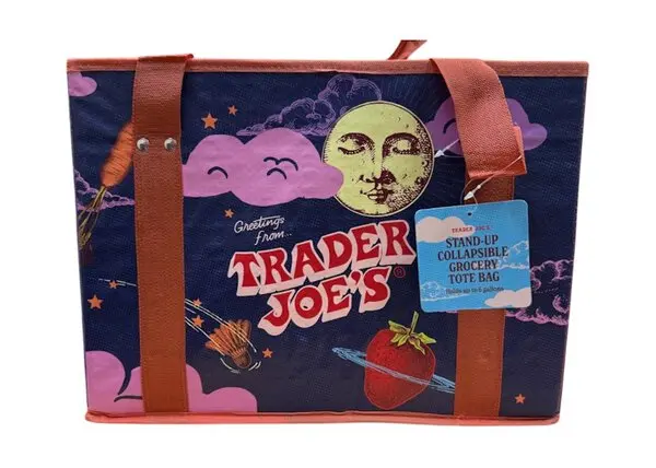 TRADER JOE'S Navy Standup Collapsable Grocery Tote