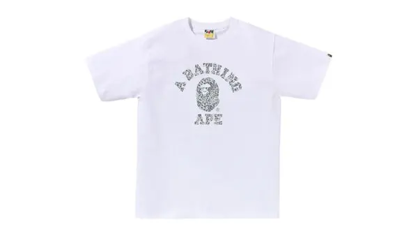A BATHING APE Wild Leopard Pattern College Tee Shirt