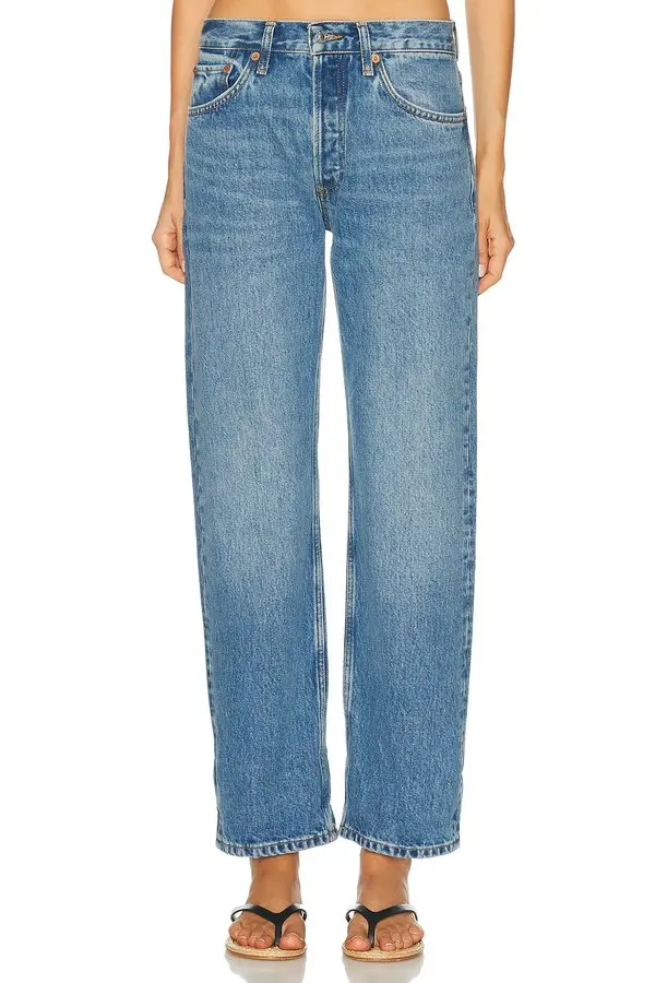 RE/DONE Beau Jean Cuffed Boyfriend Jeans In Blue