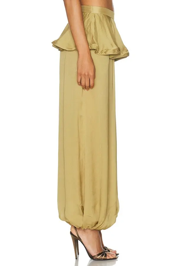 ADRIANA DEGREAS Peplum Pant In Olive
