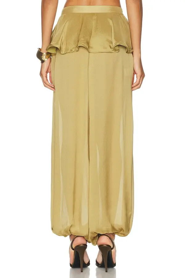 ADRIANA DEGREAS Peplum Pant In Olive