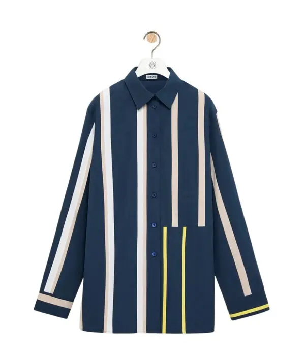 Loewe Striped Patchwork Cotton Poplin Shirt - Multicolor