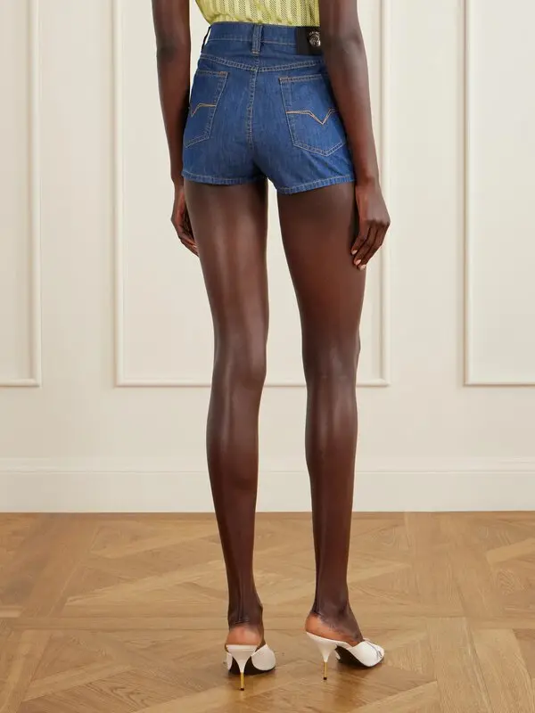 Versace Denim High-rise Shorts - Blue