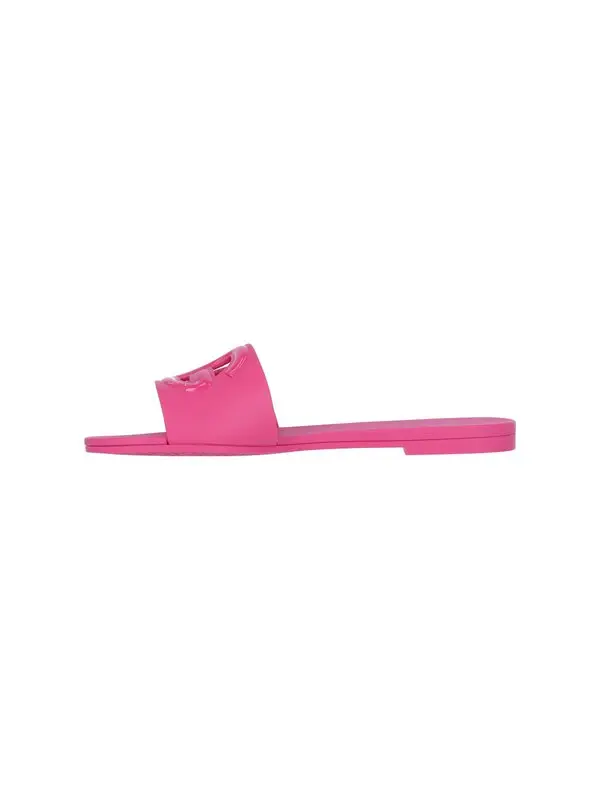 Dolce & Gabbana Leopard Print Rubber Slides - Pink