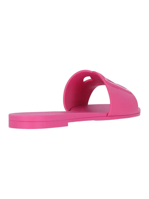 Dolce & Gabbana Leopard Print Rubber Slides - Pink