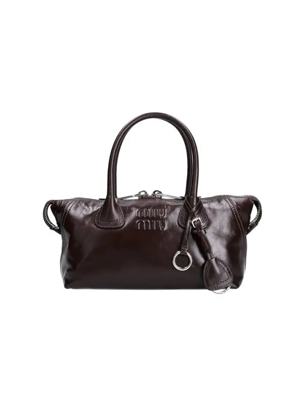 Miu Miu Tod's Hammered Calfskin Handbag With "t Timeless" Logo Charm