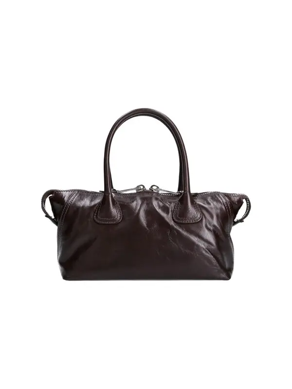 Miu Miu Tod's Hammered Calfskin Handbag With "t Timeless" Logo Charm
