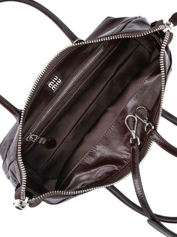 Miu Miu Tod's Hammered Calfskin Handbag With "t Timeless" Logo Charm