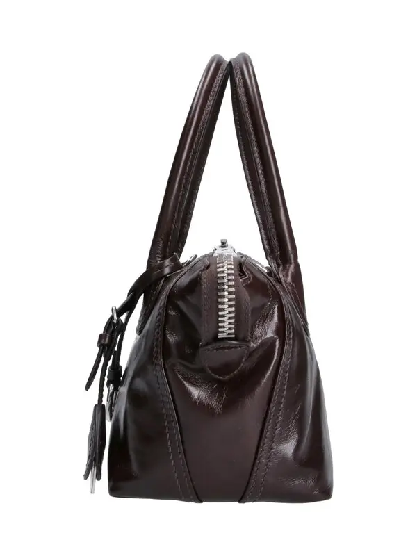 Miu Miu Tod's Hammered Calfskin Handbag With "t Timeless" Logo Charm