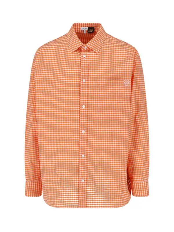 Loewe Checked Cotton Shirt - Orange