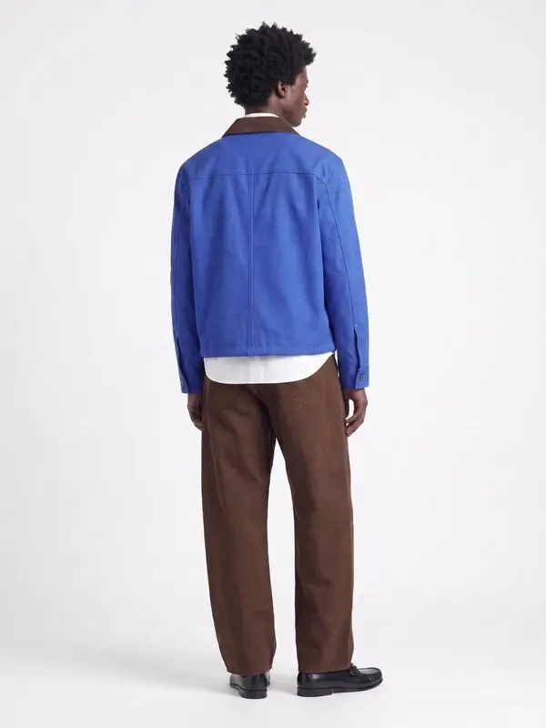 Loewe Cotton Work Jacket With Leather Patch And Drawstring Hem