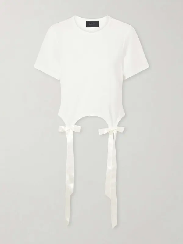 Simone Rocha Bow-detailed Jersey T-shirt - Ivory