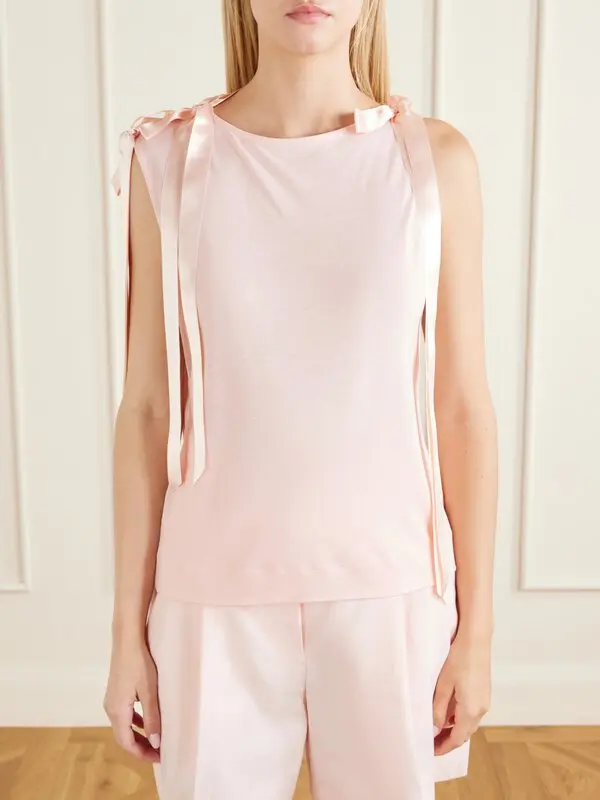 Simone Rocha Bow-trimmed Jersey Tank - Pink