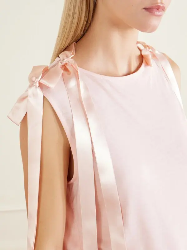 Simone Rocha Bow-trimmed Jersey Tank - Pink