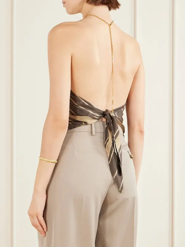 Stella McCartney Striped Open-back Satin Tank