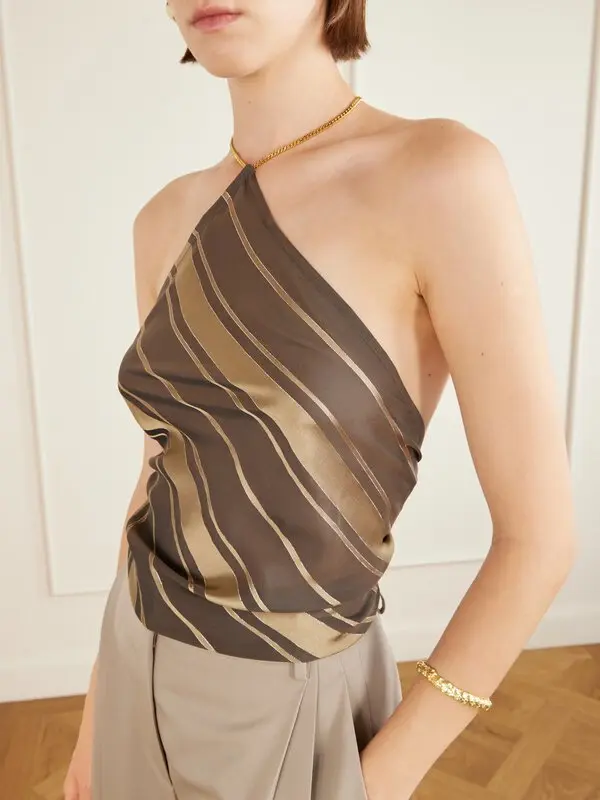 Stella McCartney Striped Open-back Satin Tank