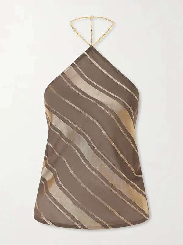 Stella McCartney Striped Open-back Satin Tank