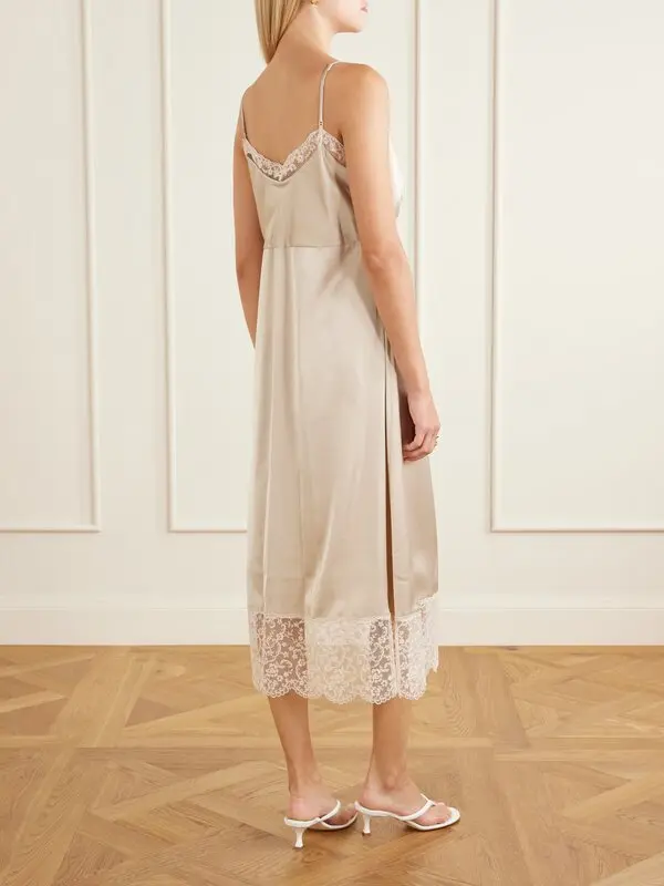 Simone Rocha Lace-trimmed Satin Midi Dress