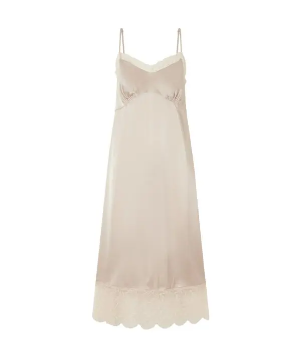 Simone Rocha Lace-trimmed Satin Midi Dress - Neutrals