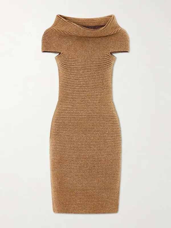 Magda Butrym Knitted Jersey Midi Dress - Camel