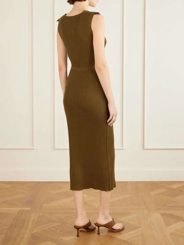 Max Mara Fado Ribbed-knit Midi Dress