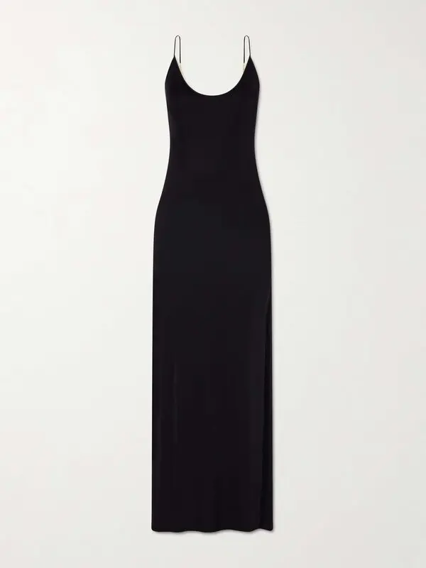 Saint Laurent Embellished Jersey Maxi Dress