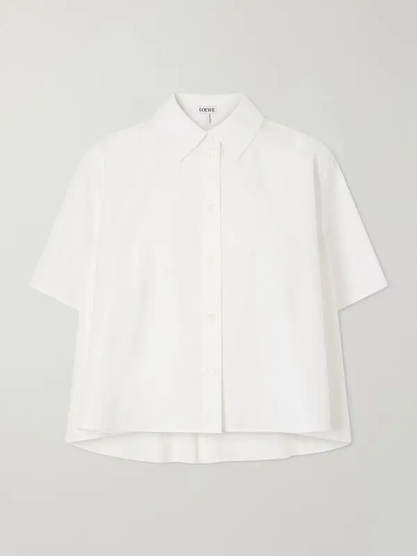 Loewe Logo-embroidered Cotton Poplin Shirt - White