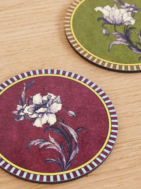 La DoubleJ Set Of Four Painted Wood Coasters