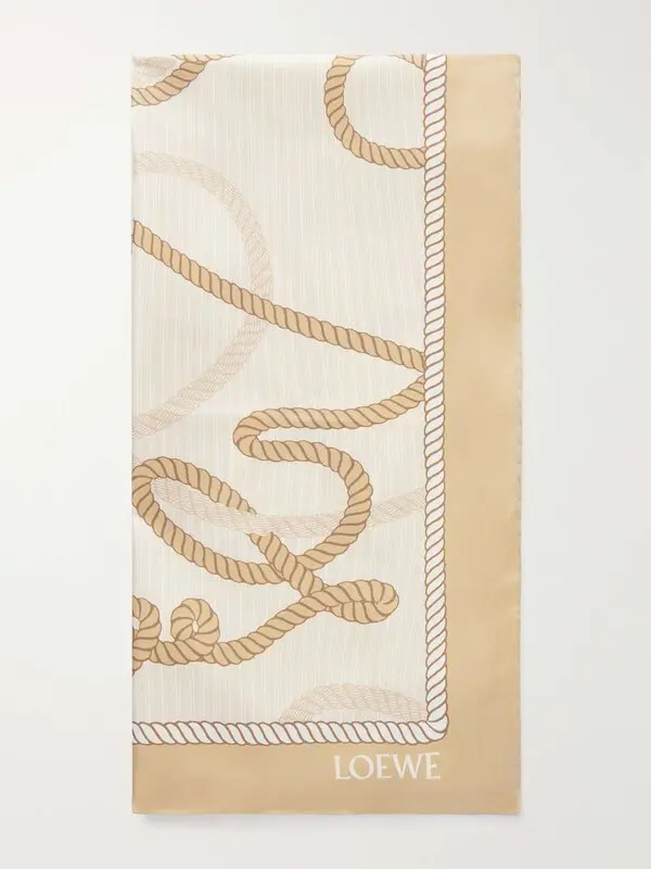 Loewe Printed Silk Scarf - Beige