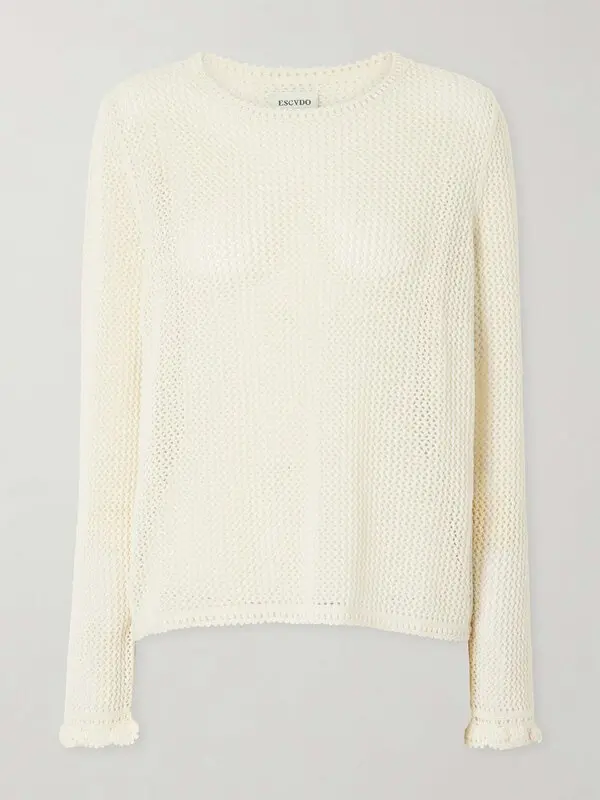 Escvdo Mural Crocheted Cotton Blouse