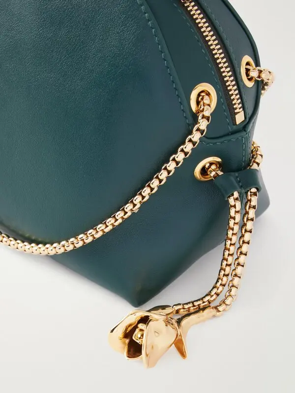 Erdem Flora Leather Shoulder Bag - Green