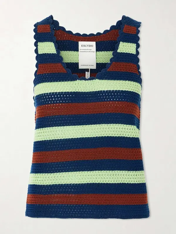 Escvdo Santos Striped Crocheted Cotton Tank