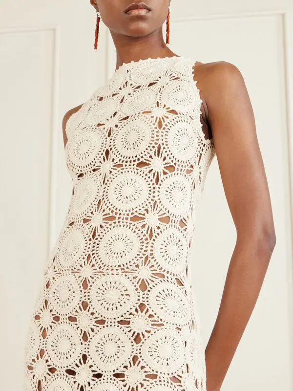 Escvdo Siula" Halterneck Crochet Maxi Dress - Neutrals