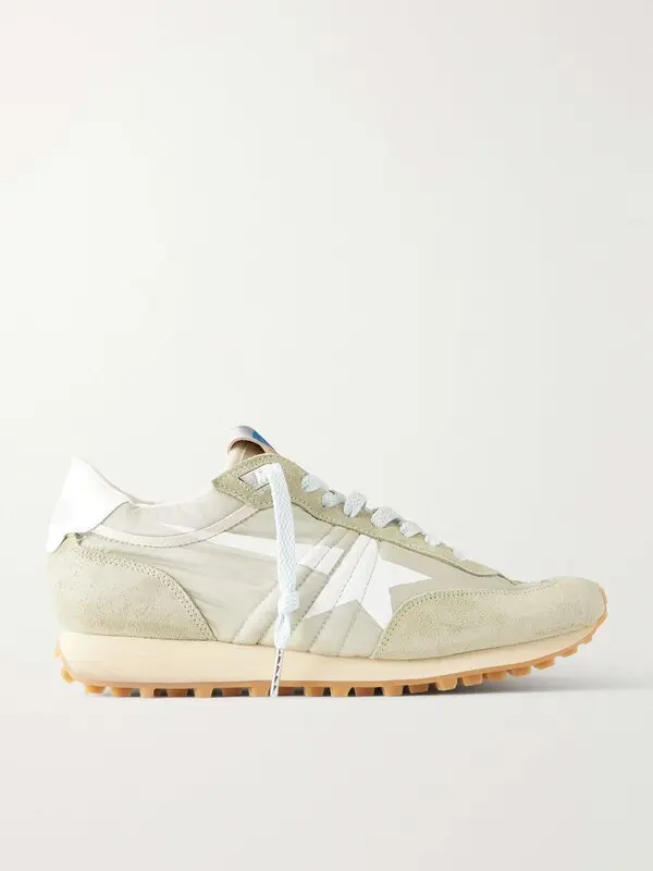 GOLDEN GOOSE Running Marathon Suede-trimmed Shell Sneakers