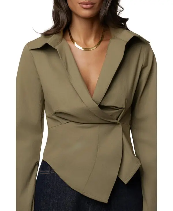 JLUXLABEL Asymmetrical Button-up Blouse