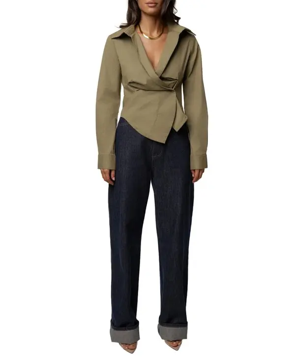 JLUXLABEL Asymmetrical Button-up Blouse