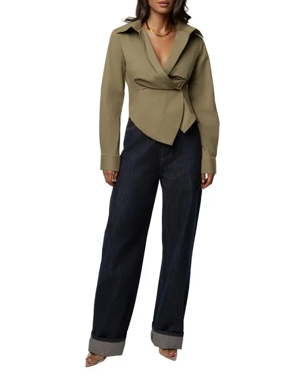 JLUXLABEL Asymmetrical Button-up Blouse