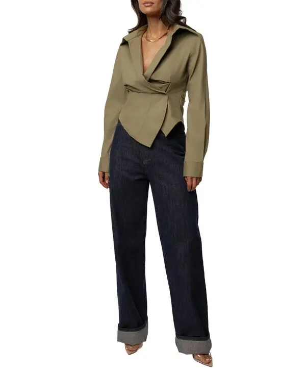 JLUXLABEL Asymmetrical Button-up Blouse