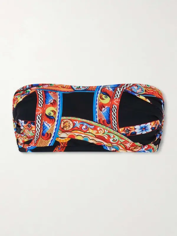 Dolce & Gabbana Carretto Printed Organza Bandeau Top