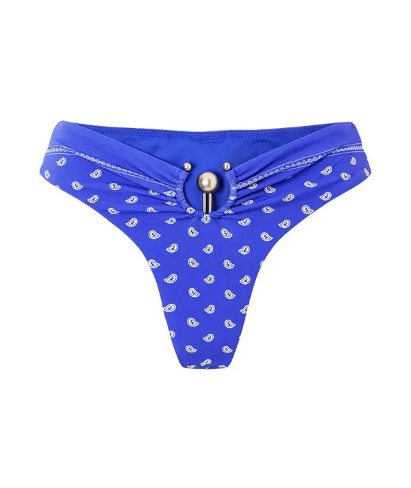 Christopher Esber Orbit Embellished Bandana-print Bikini Bottoms - Blue