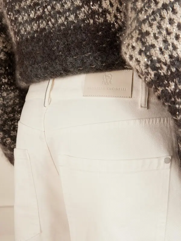 Brunello Cucinelli Embellished High-rise Wide-leg Jeans