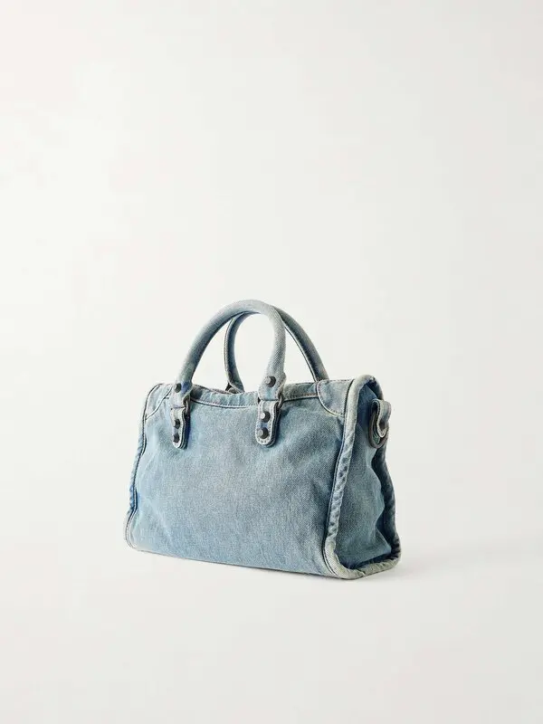 Balenciaga Le City Small Embellished Denim Shoulder Bag