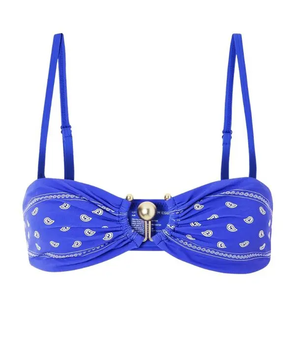 Christopher Esber Orbit Bandana Print Bikini Top - Blue