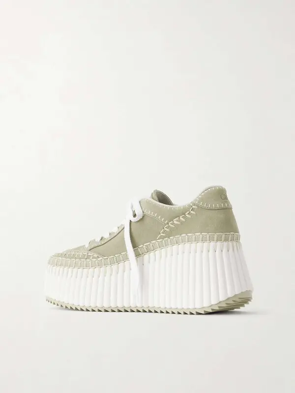 Chloé Nama Patchwork Suede-trimmed Leather Platform Sneakers