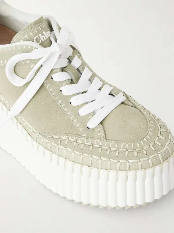 Chloé Nama Patchwork Suede-trimmed Leather Platform Sneakers