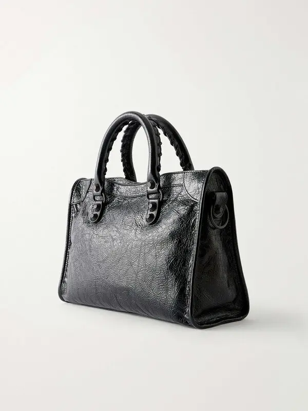 Balenciaga Le City Small Embellished Crinkled-leather Shoulder Bag