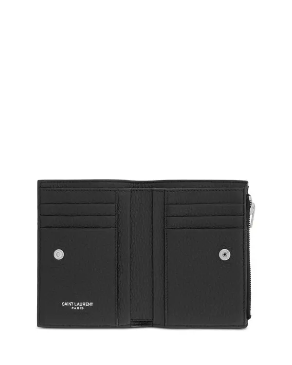 Saint Laurent Tiny Cassandre Bi-fold Wallet - Black/silver