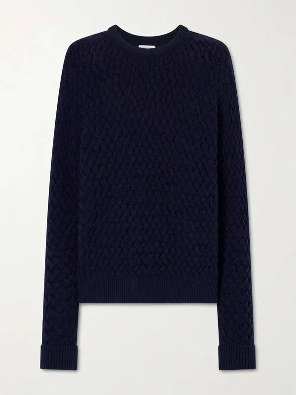 Bottega Veneta Intrecciato Knitted Wool Sweater - Blue