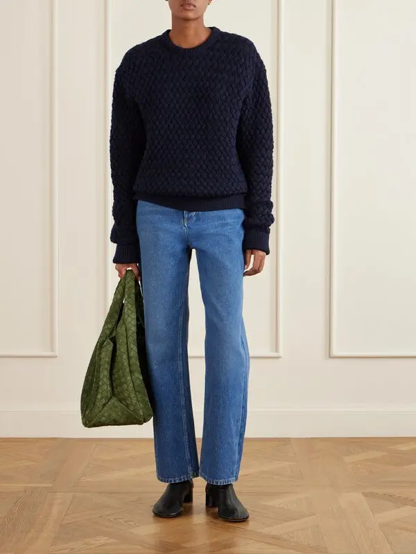 Bottega Veneta Intrecciato Knitted Wool Sweater - Blue