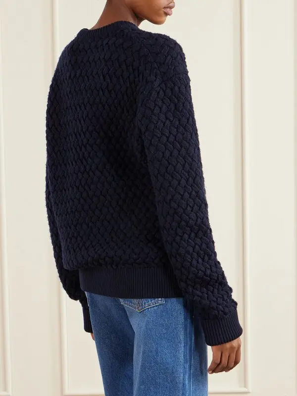 Bottega Veneta Intrecciato Knitted Wool Sweater - Blue
